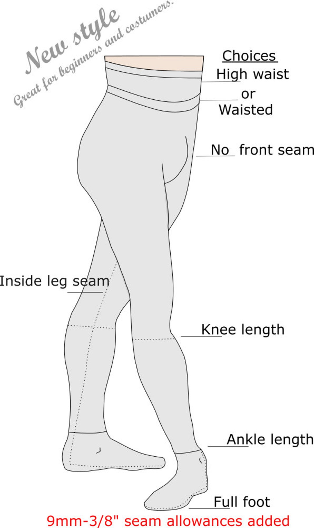 Boys & Mens Flat Front Tights Pattern Sizes Small Mens - Z4 (12 Sizes ...