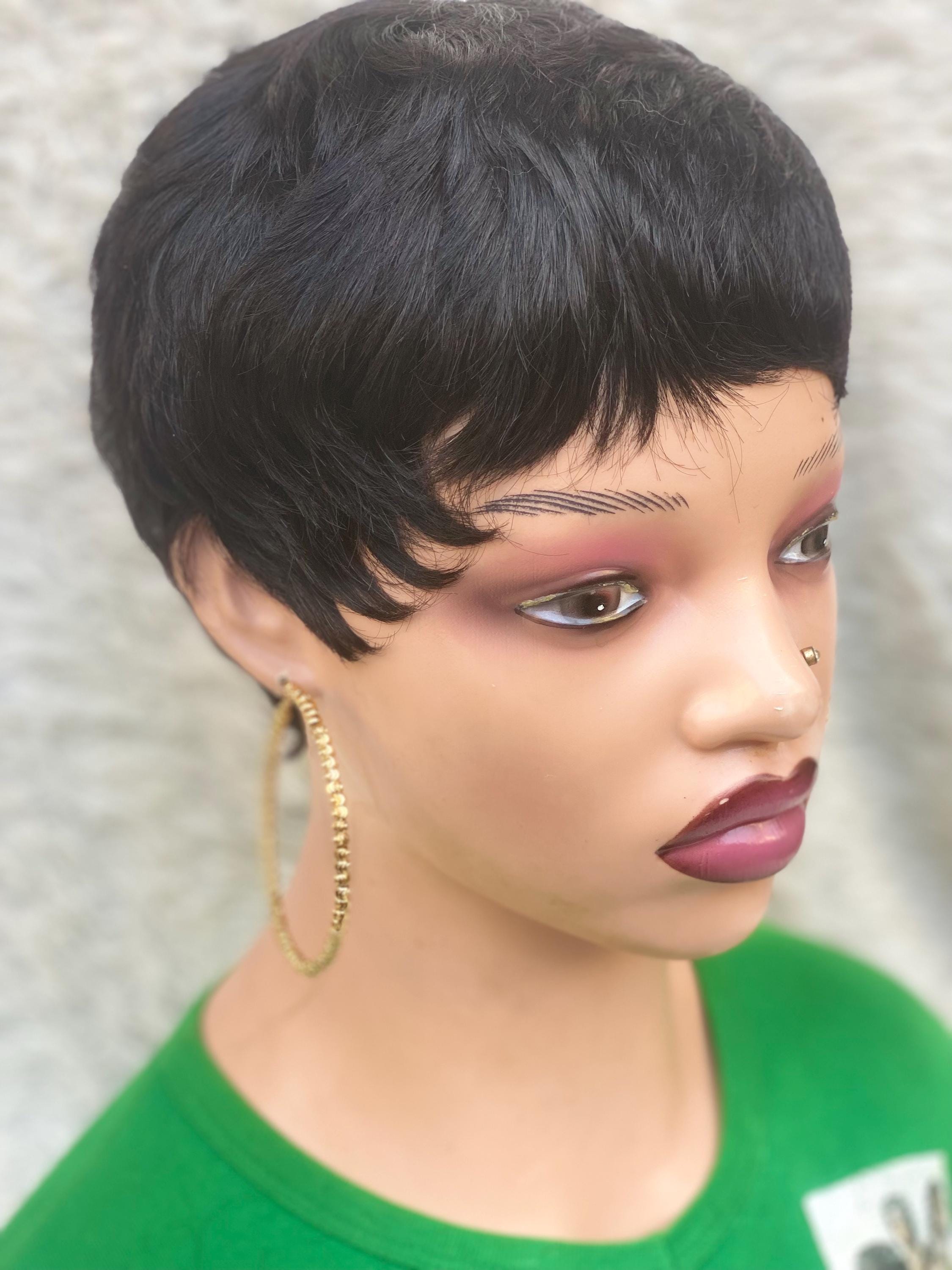 100% Human Hair Pixie Cut Weave Wig Ede. - Etsy
