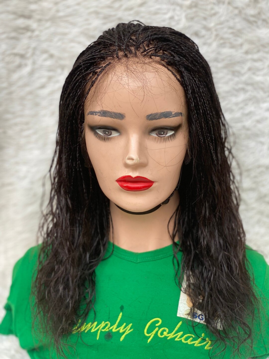 13 by 4” Frontal HD Lace 100% Human Hair Micro Braids Single Plait Wavy ...