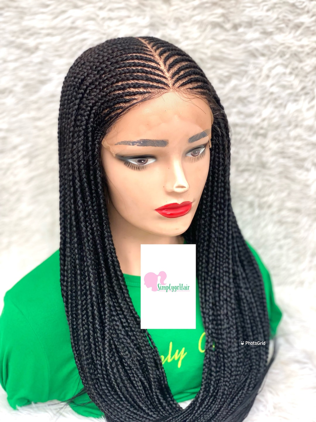 Handmade Braided Wig: Conrow 7x7 Lace Closure, Human Hair - Etsy