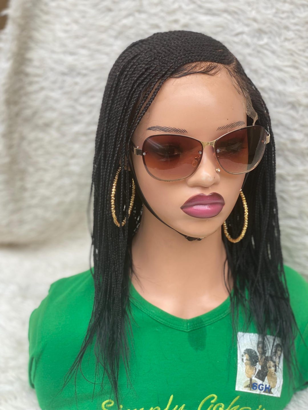 Handmade Conrow Braided Wig: HD Lace Closure, Human Hair Ready to Ship ...