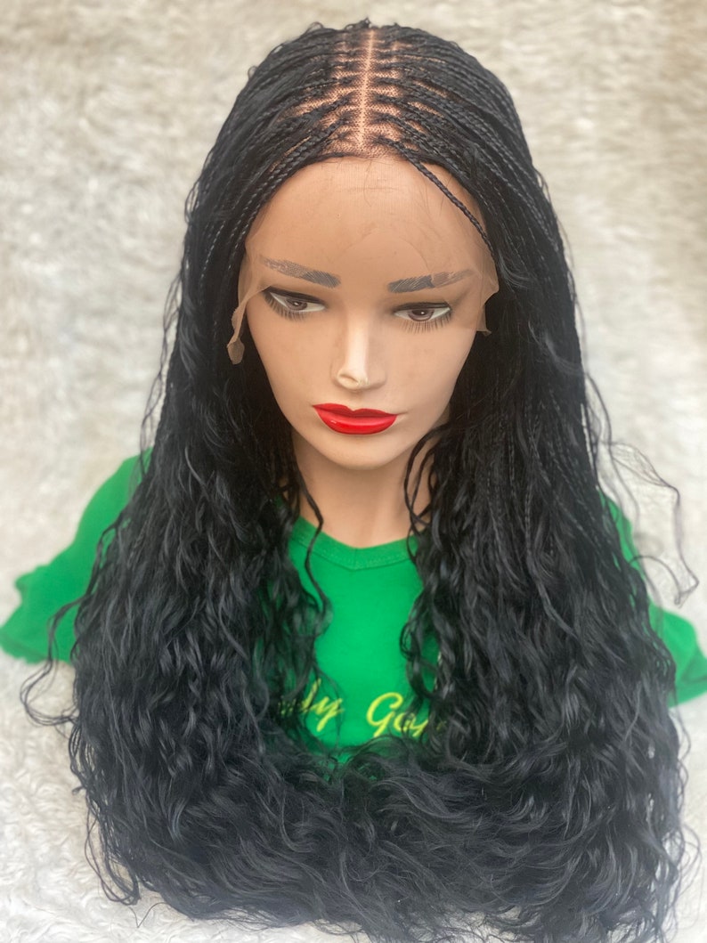 Knotless Micro Braid Wig: Full Lace, Deep Wave, Color 1b - Etsy