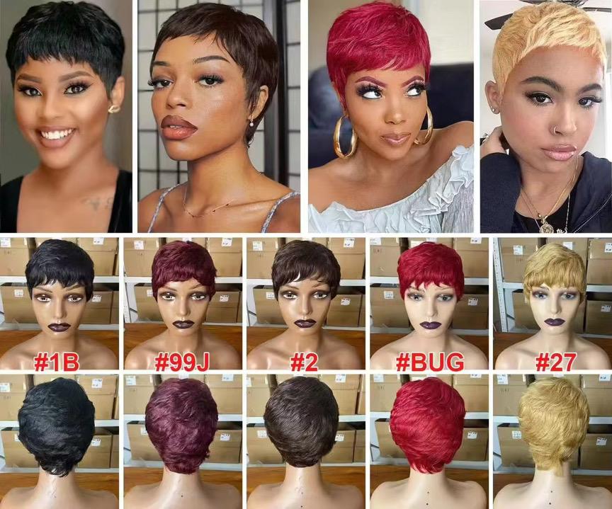 100% Human Hair Pixie Cut Weave Wig Ede. - Etsy
