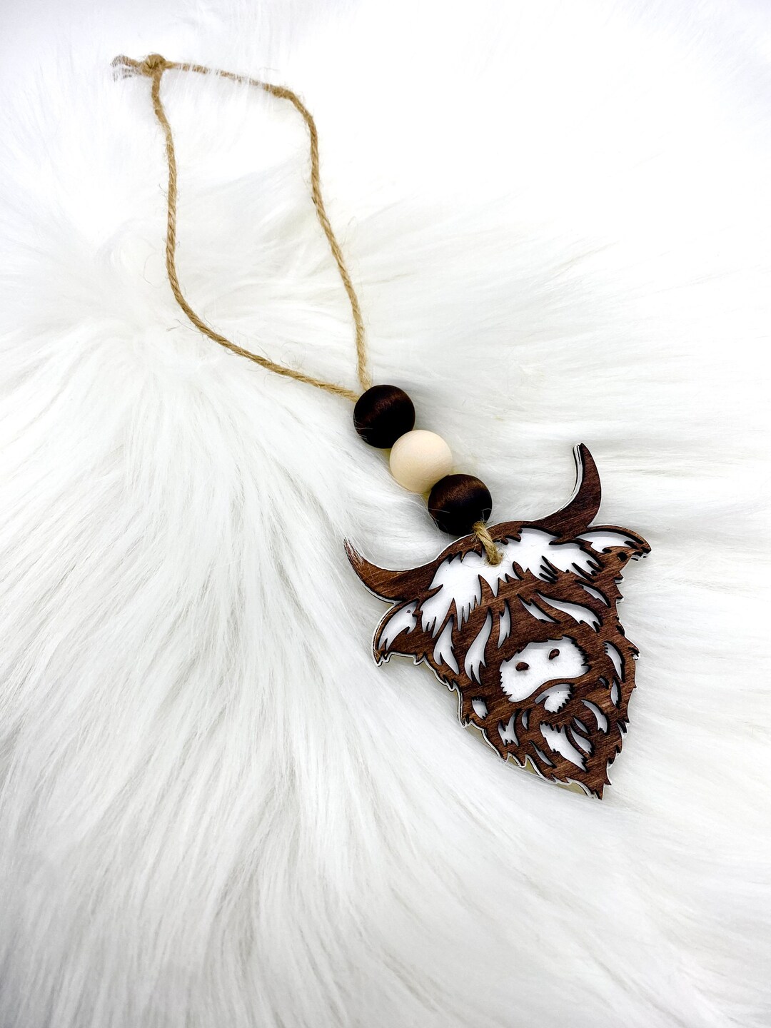 Highland Cow Car Charm, Car Charm, Highland Cow, Rear View Mirror Charm ...
