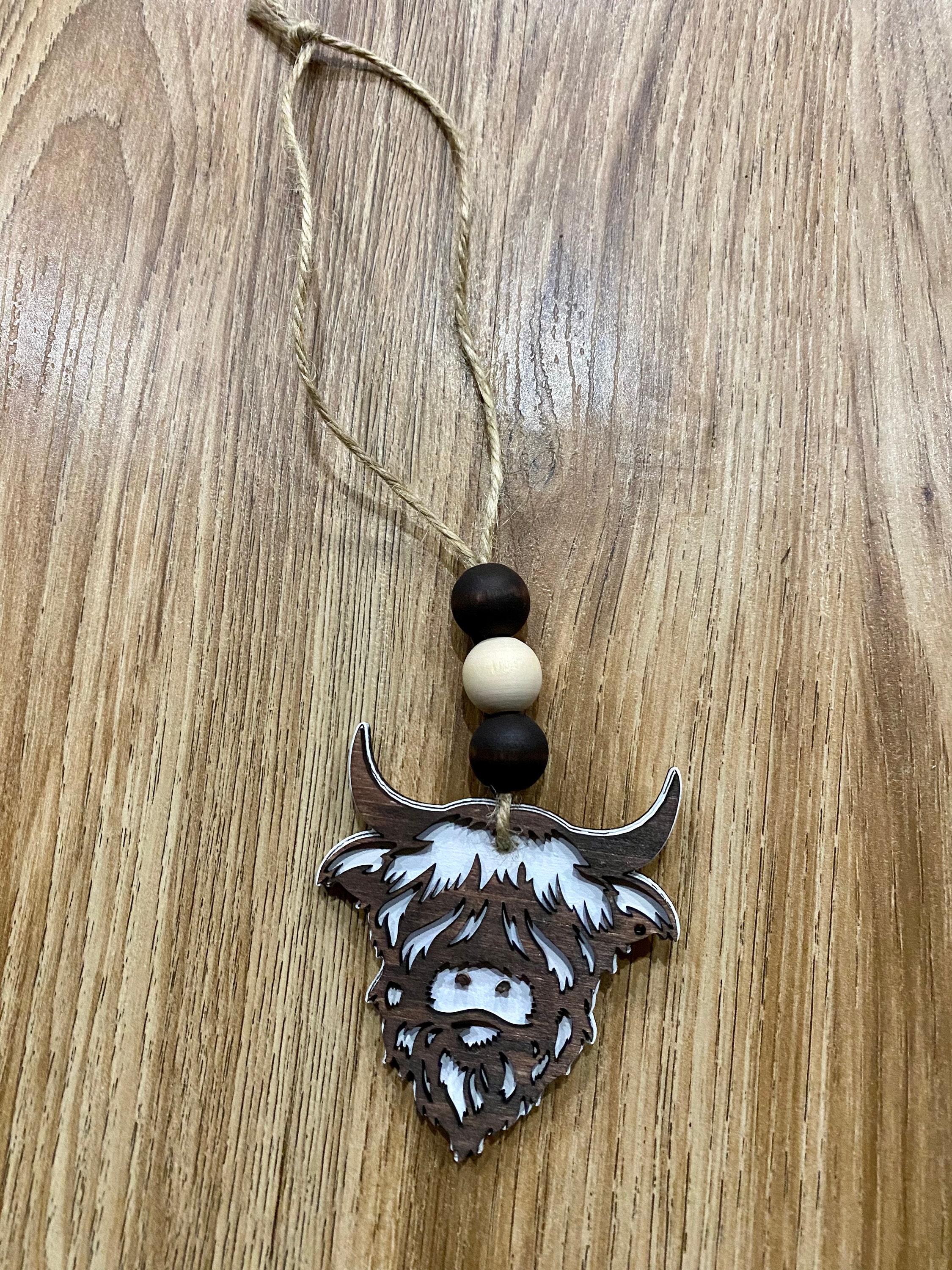 Highland Cow Car Charm Car Charm Highland Cow Rear View - Etsy