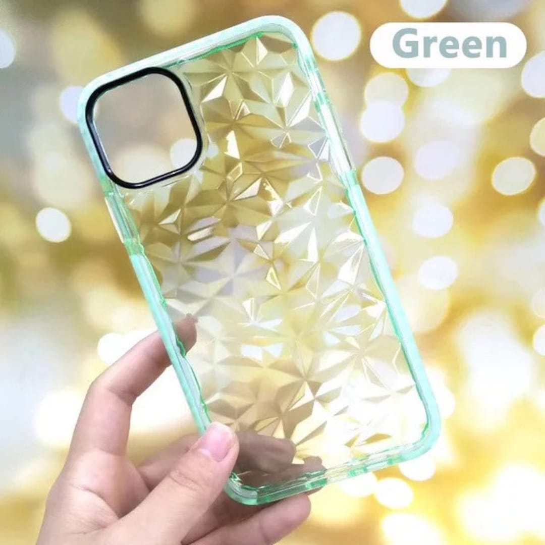 Green iPhone 13 Pro Max Crystal Clear Diamond Pattern Shockproof Cases ...