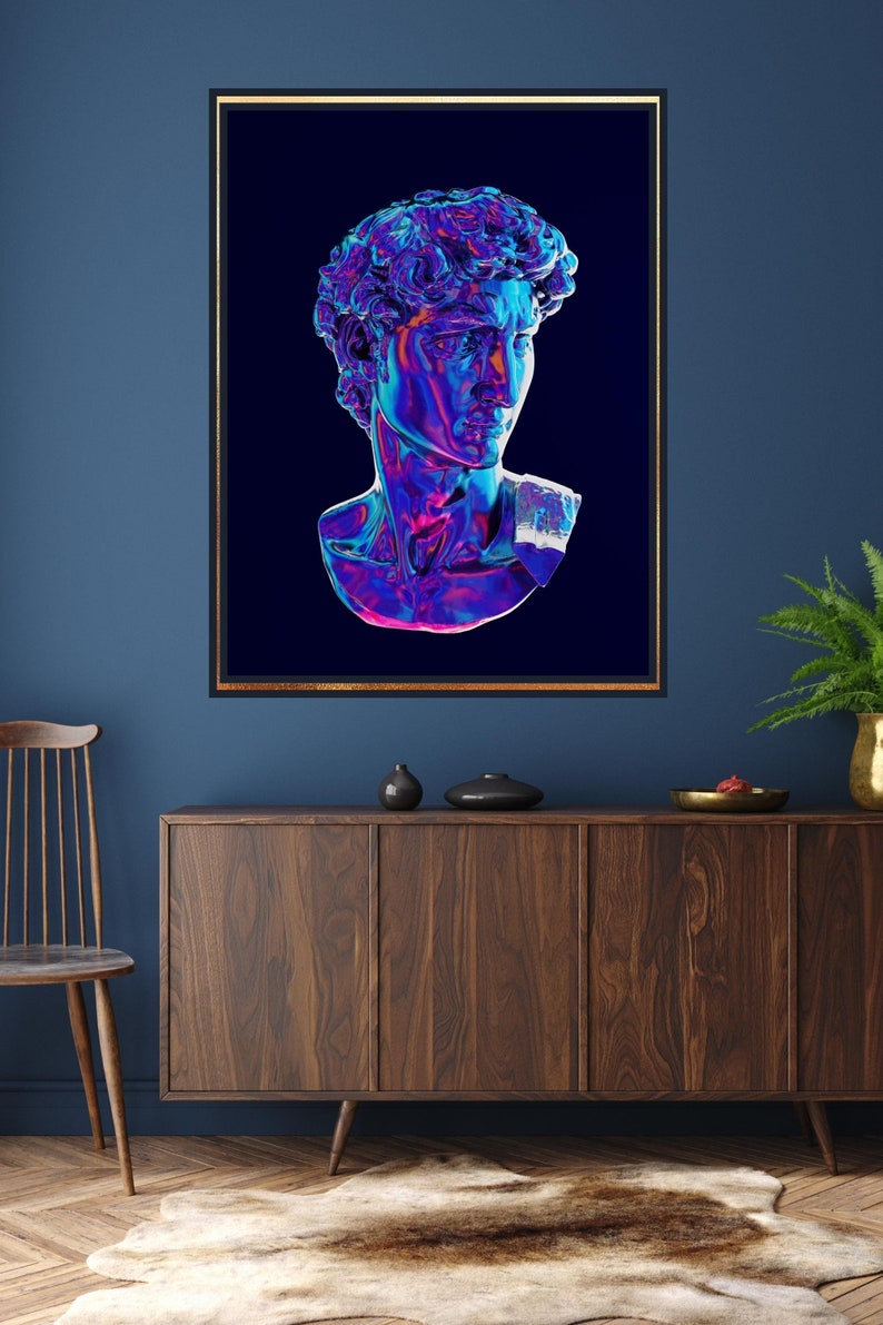 Bule David Statue Modern Digital Wall Art, Acient Greek Poster Download ...