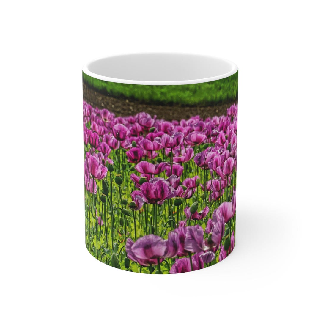 Mug, Field of Red Opium Poppy, Ceramic Coffee Cups, 11oz, 15oz - Floral ...