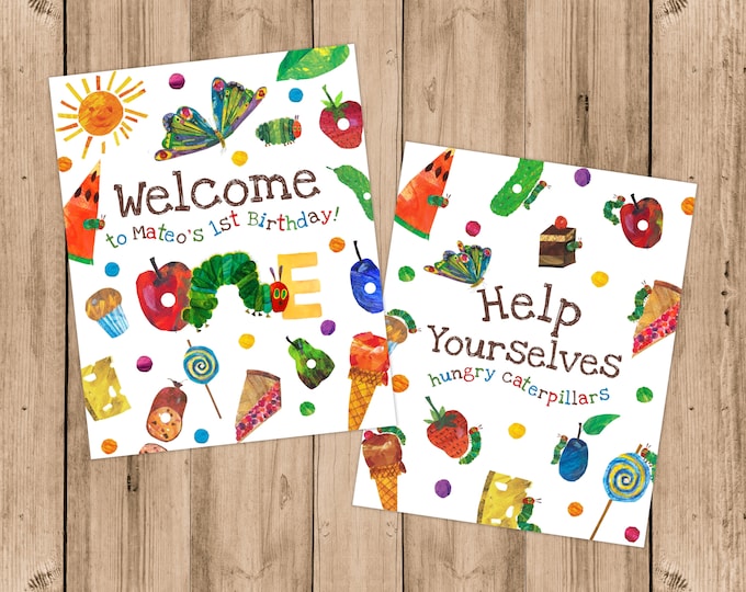 Hungry Caterpillar Welcome Sign Buffet Sign First Birthday Baby Shower ...