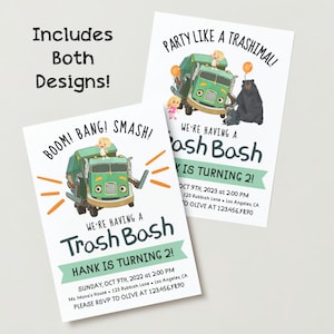 Trash Truck Show - Birthday Invitation - Trash Bash - Photo Invite ...