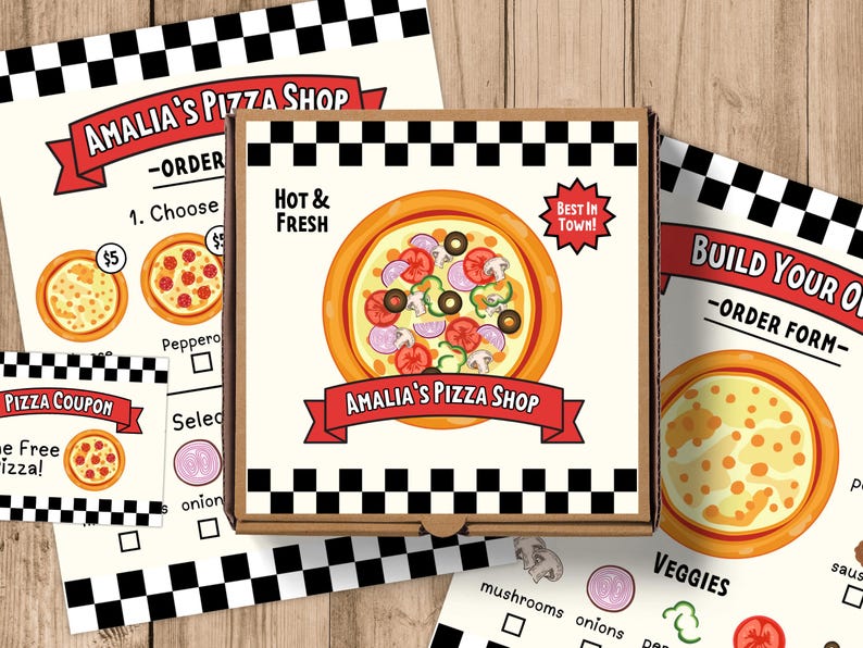 Pizza Shop Pretend Play Printables: Editable Pizzeria Party (digital ...