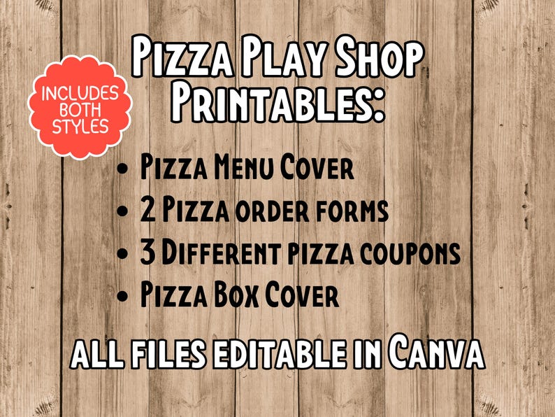 Pizza Shop Pretend Play Printables: Editable Pizzeria Party (digital ...