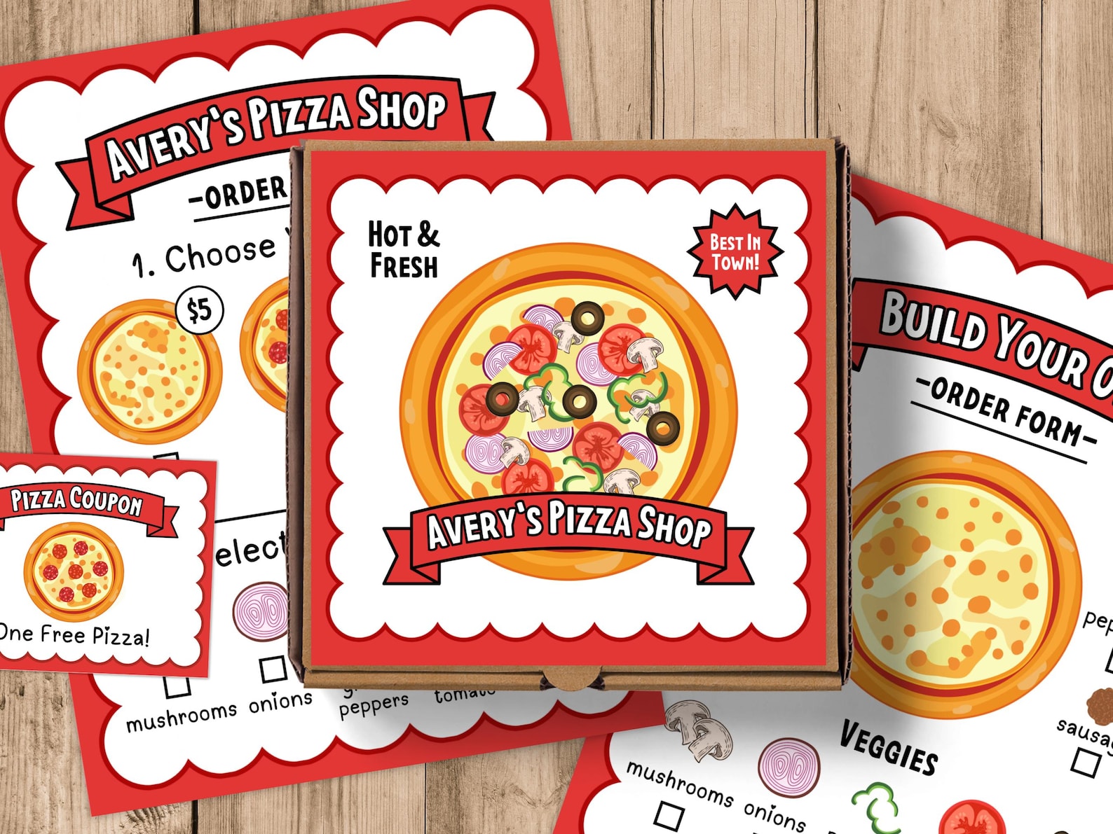 Pizza Shop Pretend Play Printables: Editable Pizzeria Party (digital ...