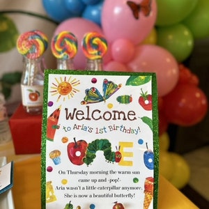 Hungry Caterpillar - Welcome Sign - Buffet Sign - First Birthday - Baby ...