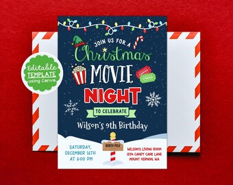 Christmas Movie Night Invitation - Etsy