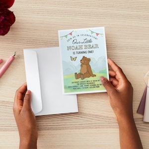 Little Bear - Birthday Invitation - Editable Template - Etsy