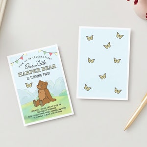 Little Bear - Birthday Invitation - Editable Template - Etsy