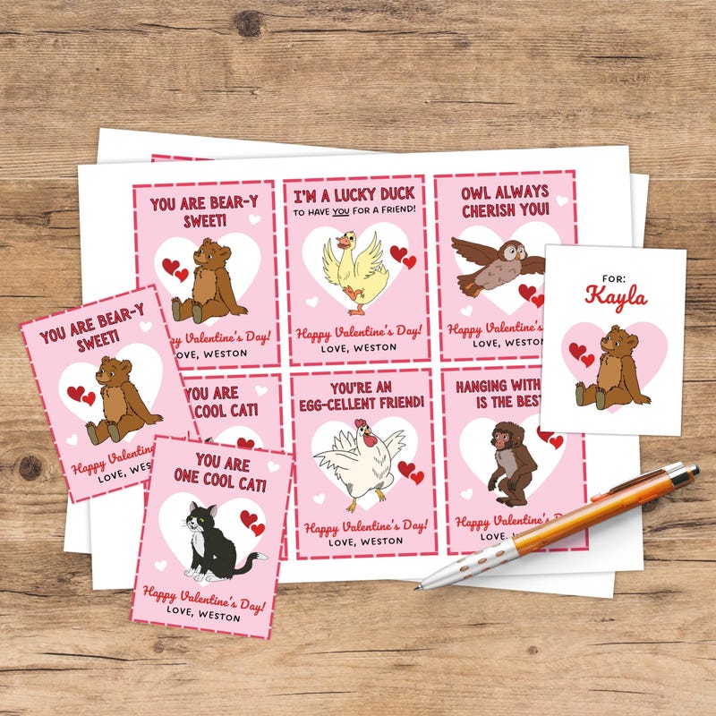 Bear Valentines Cards - Etsy