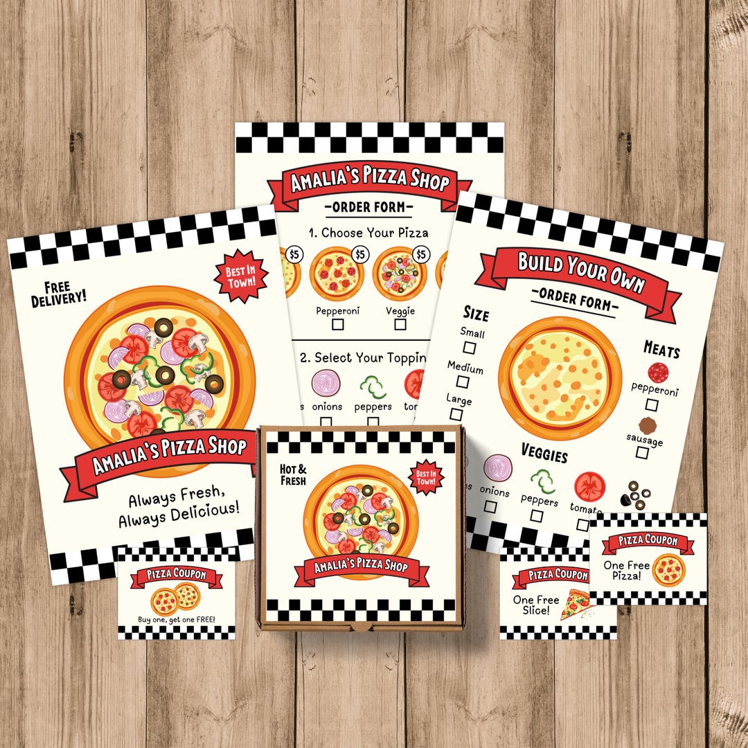 Pizza Shop Pretend Play Printables: Editable Pizzeria Party (digital ...