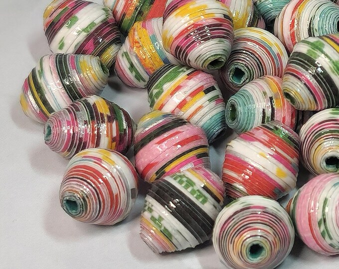 Handmade Paper Beads, Jewelry-making Supplies 34 Beads 12 Mm, 1.98 Mm ...