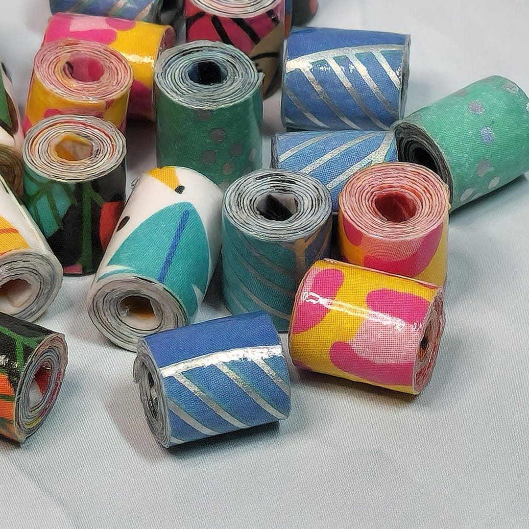 Handmade Paper Beads, Jewelry-making Supplies (21 Beads - 10 Mm - 13 Mm ...