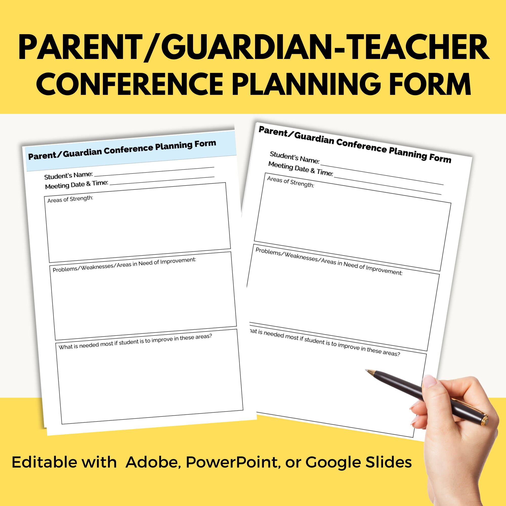 Parent Teacher Conference Meeting Planner & Resources, Parent ...