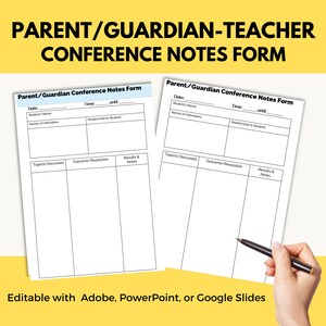 Parent Teacher Conference Meeting Planner & Resources, Parent ...