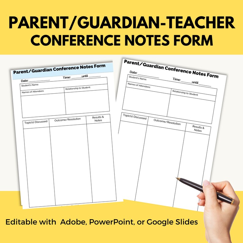 Parent Teacher Conference Meeting Planner & Resources, Parent ...