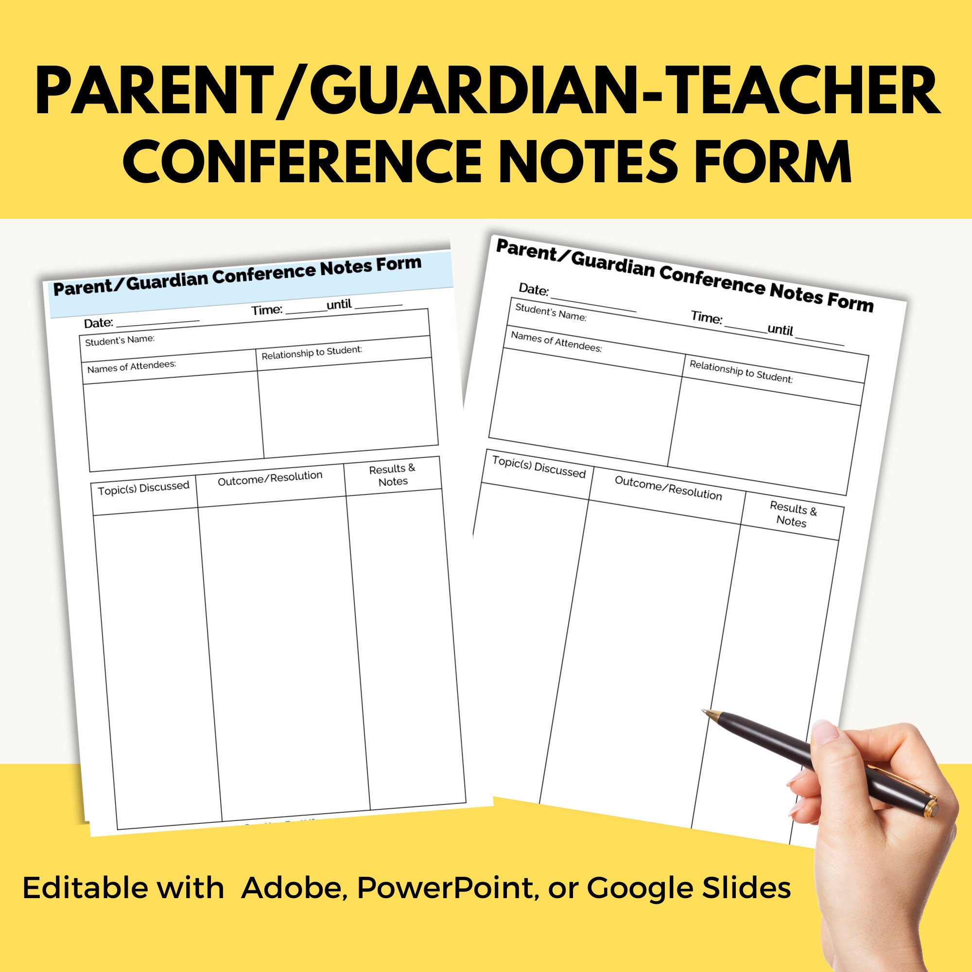 Parent Teacher Conference Meeting Planner & Resources, Parent ...