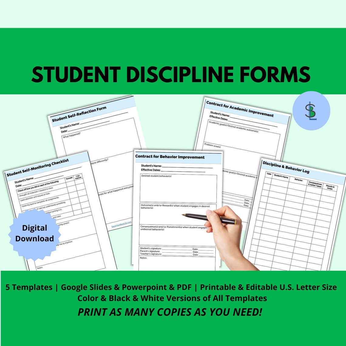 Student Discipline Forms, Student Behavior Tracker & Classroom ...