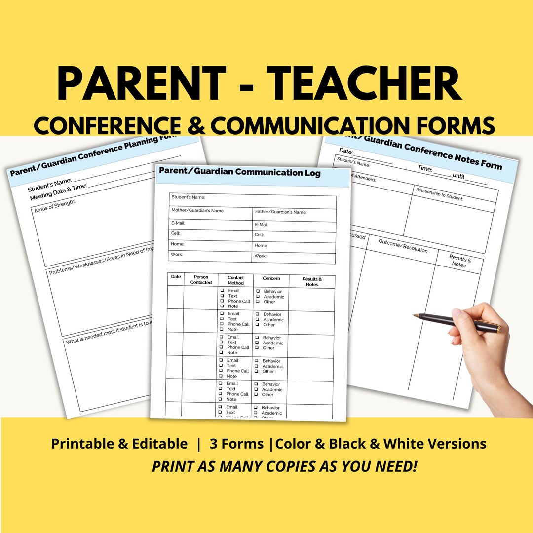 Parent Teacher Conference Meeting Planner & Resources, Parent ...