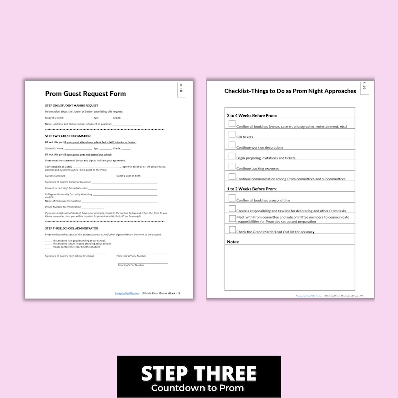Printable Prom Planning Checklists: High School Event Planner (PDF) - Etsy