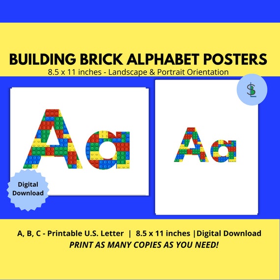 Set of Colorful Alphabet Posters Building Blocks & Building - Etsy