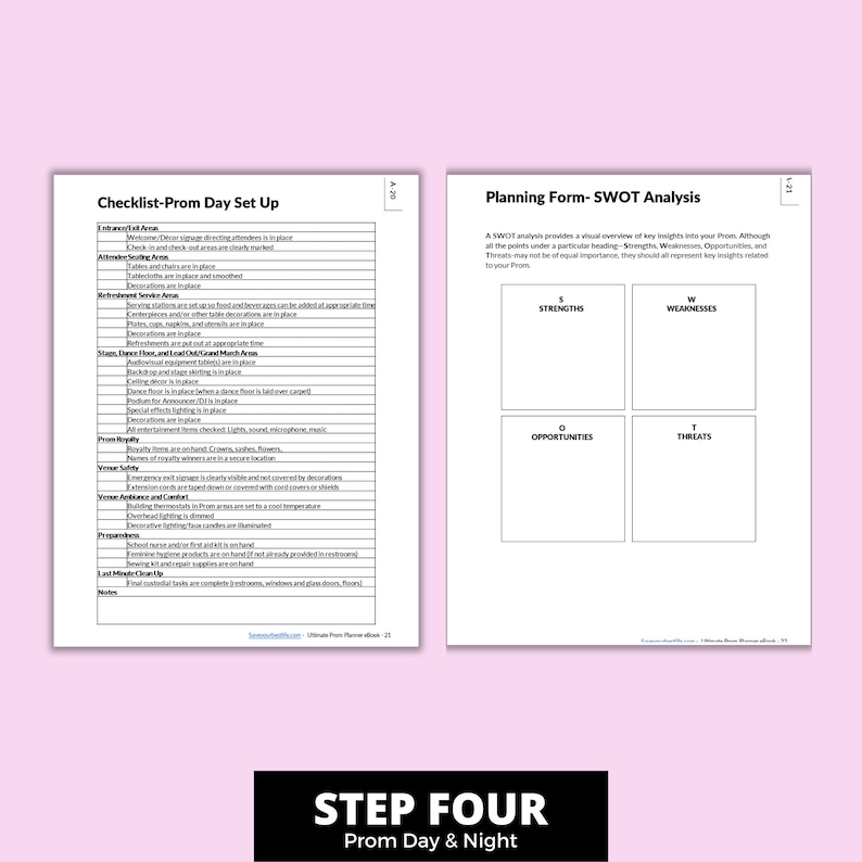Printable Prom Planning Checklists: High School Event Planner (PDF) - Etsy