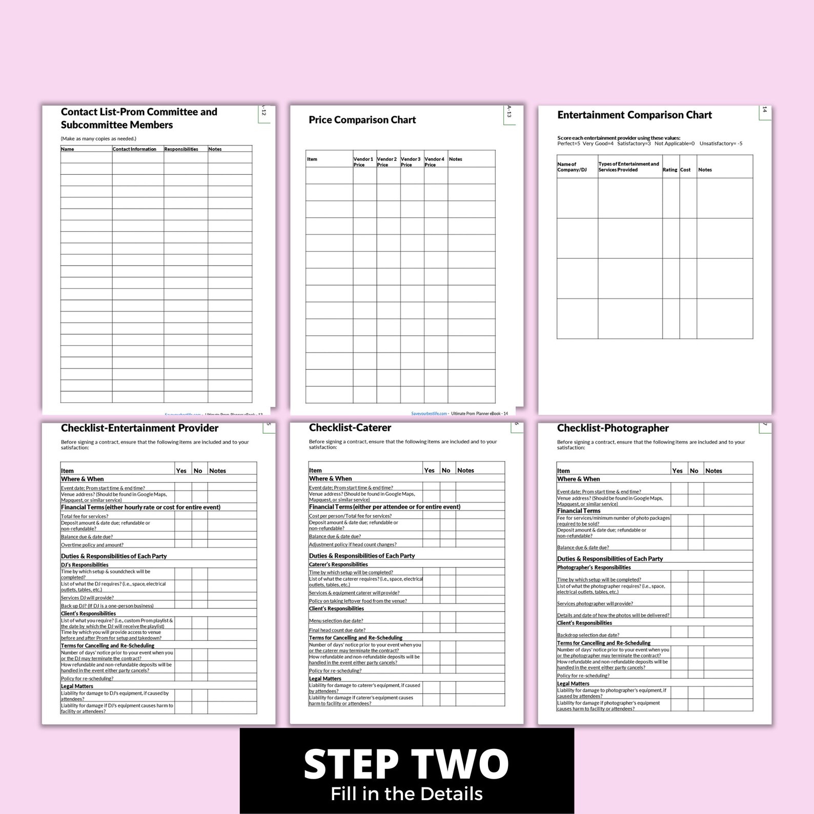 Printable Prom Planning Checklists: High School Event Planner (PDF) - Etsy