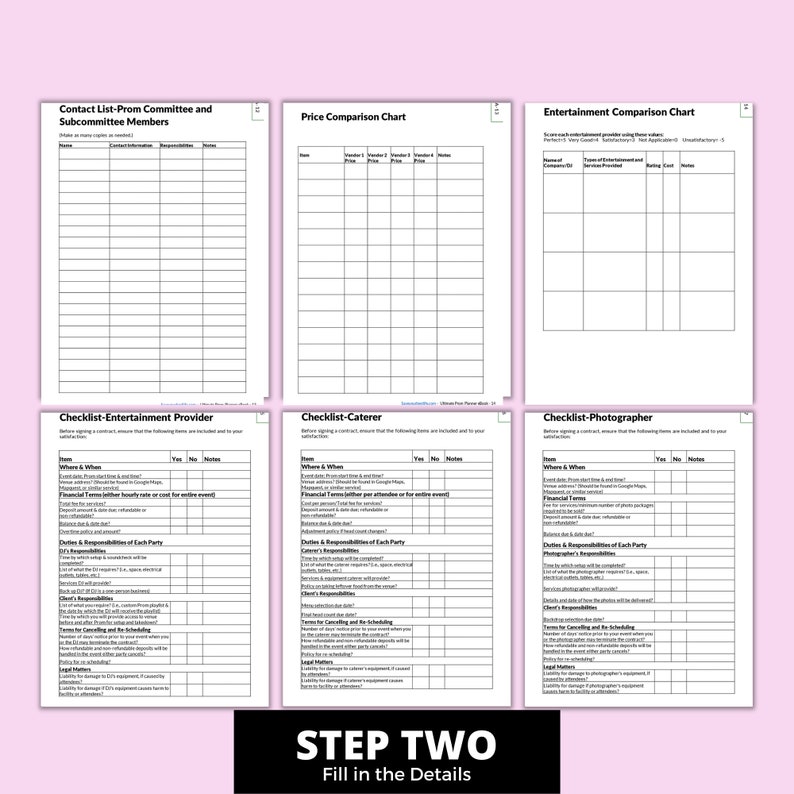 Printable Prom Planning Checklists: High School Event Planner (PDF) - Etsy