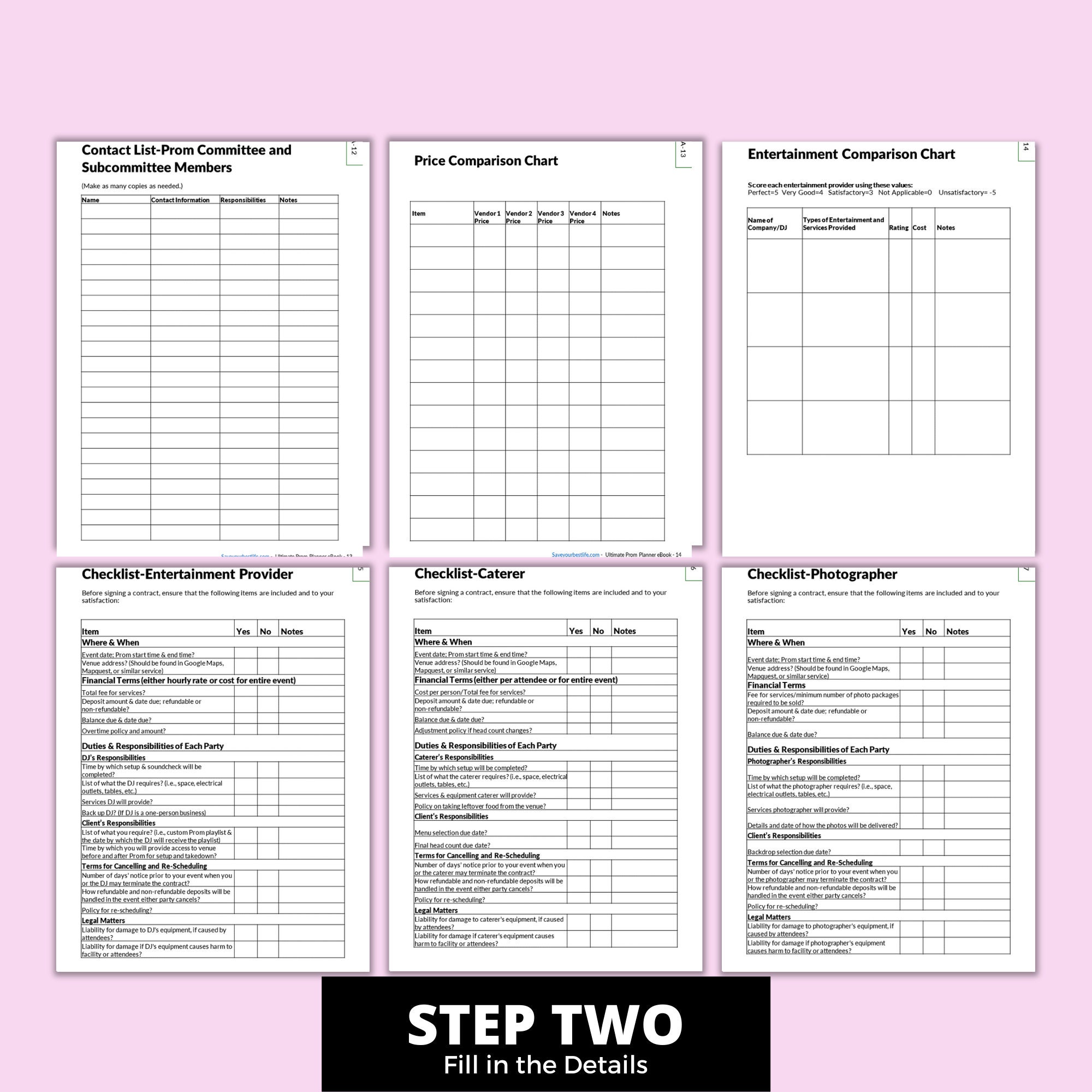 Printable Prom Planning Checklists: High School Event Planner (PDF) - Etsy