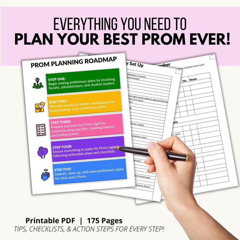 Prom Planning Checklists: Teacher's Guide & Sponsor Tips (PDF) - Etsy