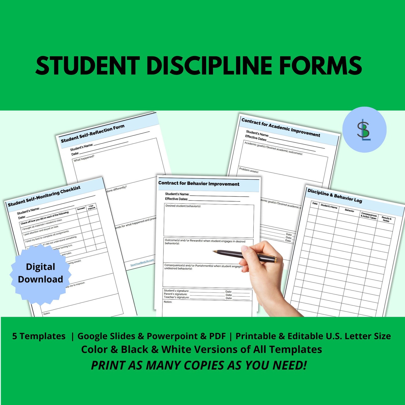 Student Discipline Forms, Student Behavior Tracker & Classroom ...
