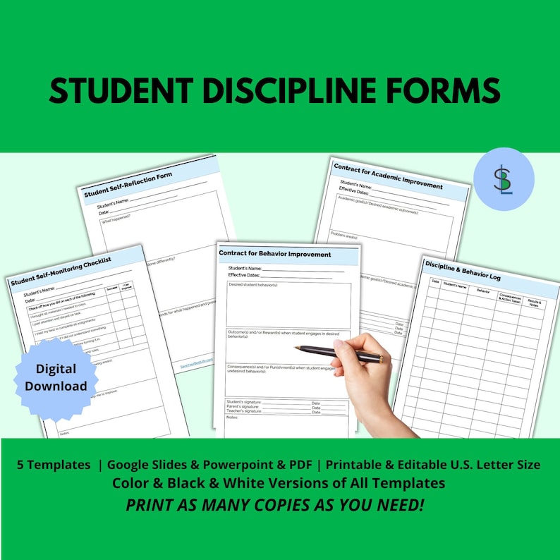 Student Discipline Forms, Student Behavior Tracker & Classroom ...