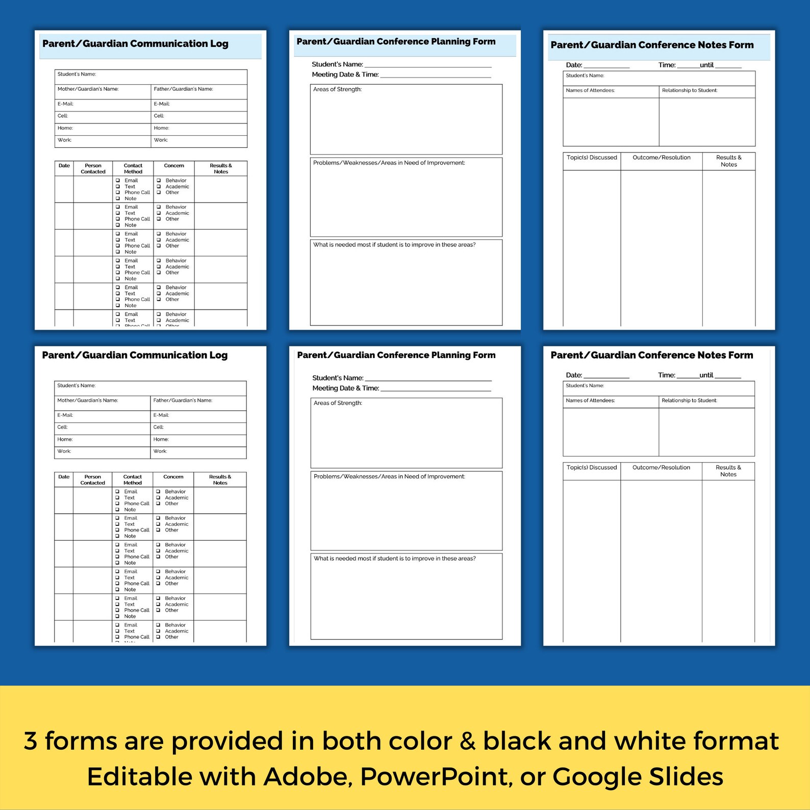 Parent Teacher Conference Meeting Planner & Resources, Parent ...