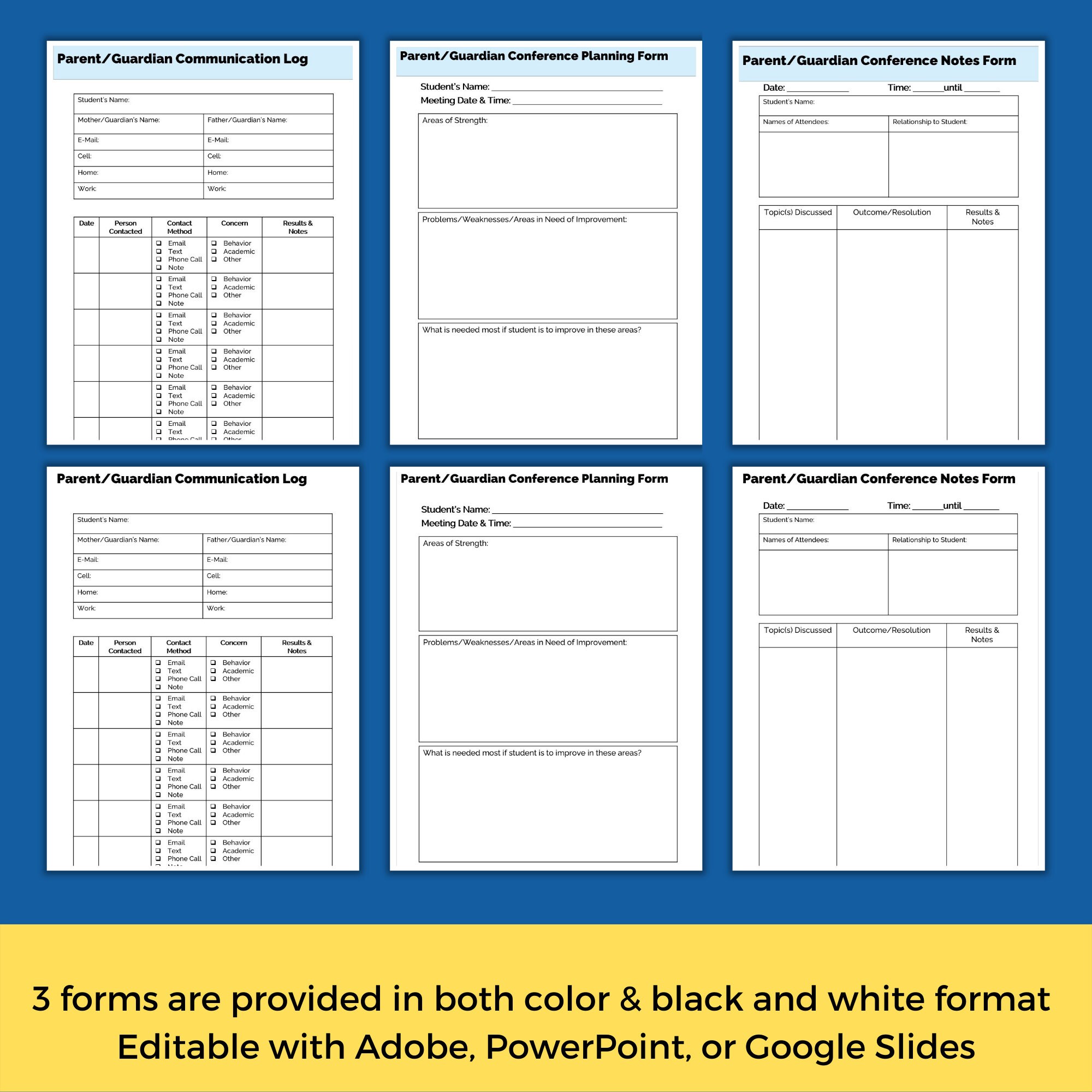 Parent Teacher Conference Meeting Planner & Resources, Parent ...