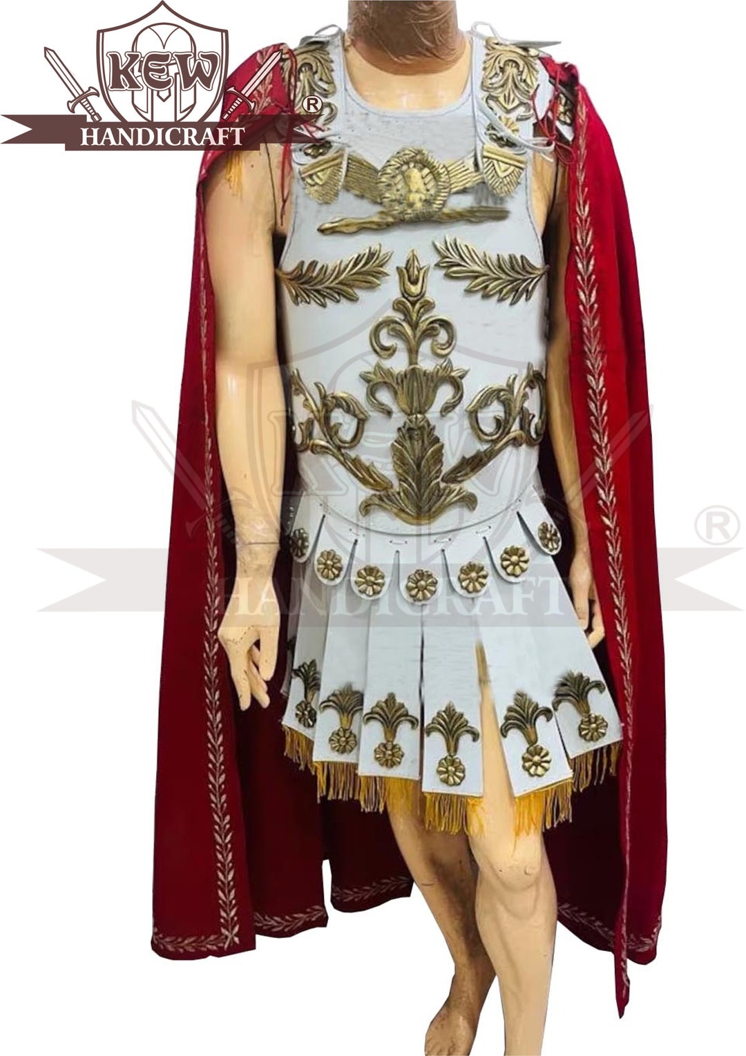 White Leather Medieval Roman Muscle Cuirass Armor Knight Breastplate ...