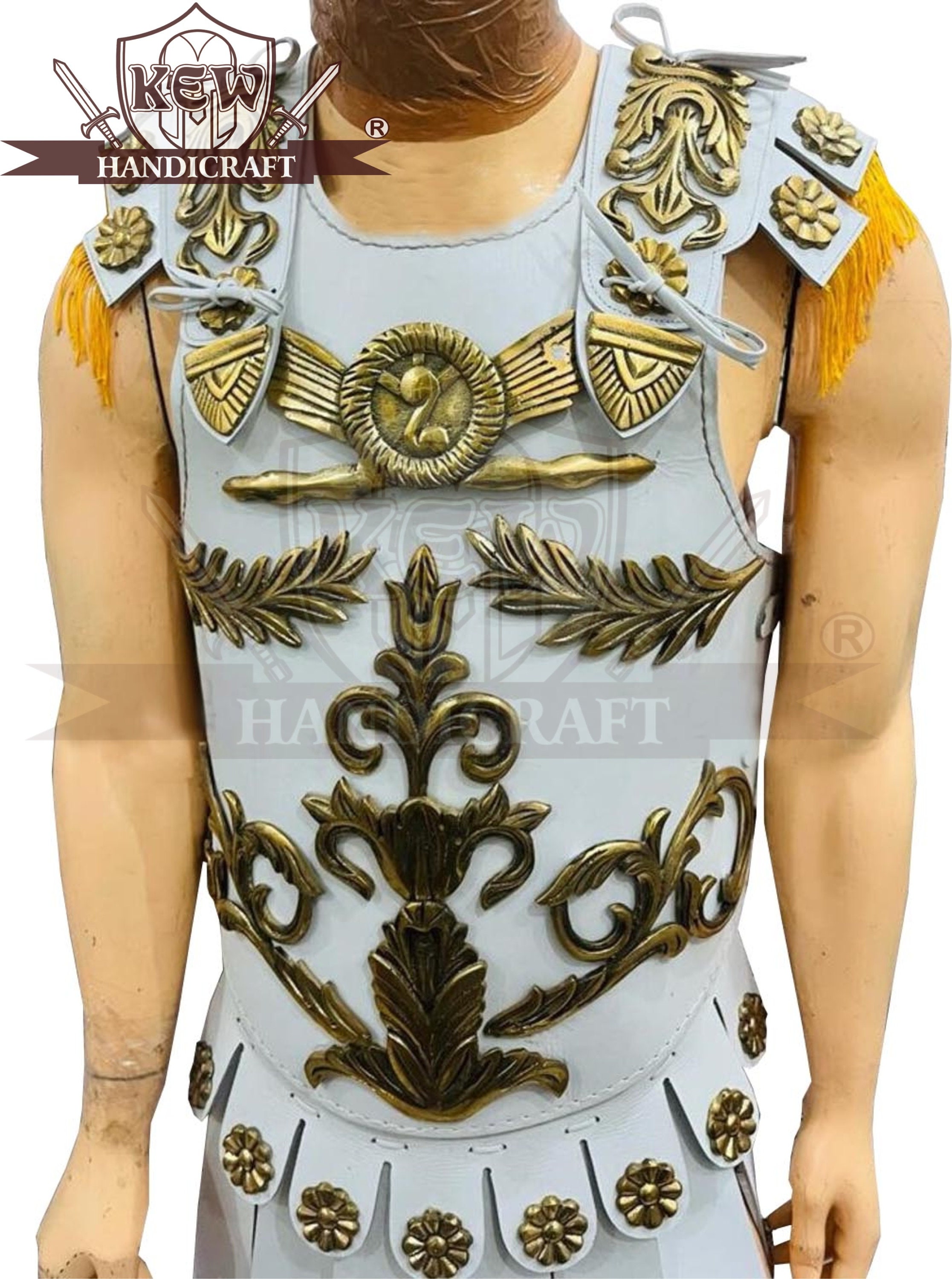 White Leather Medieval Roman Muscle Cuirass Armor Knight Breastplate ...