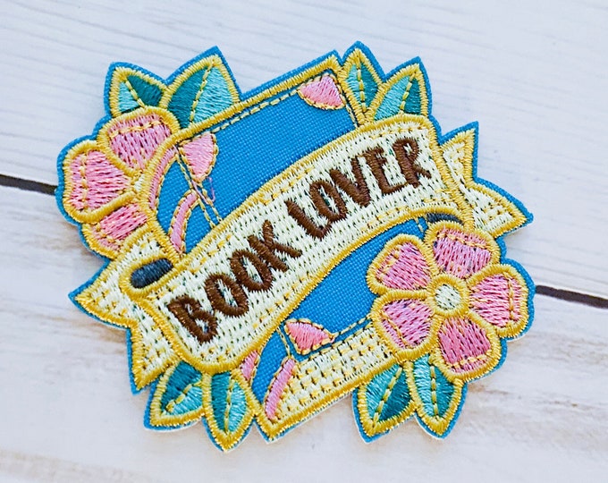 Book Lover Embroidered Patch Books Flowers Iron on Patch - Etsy