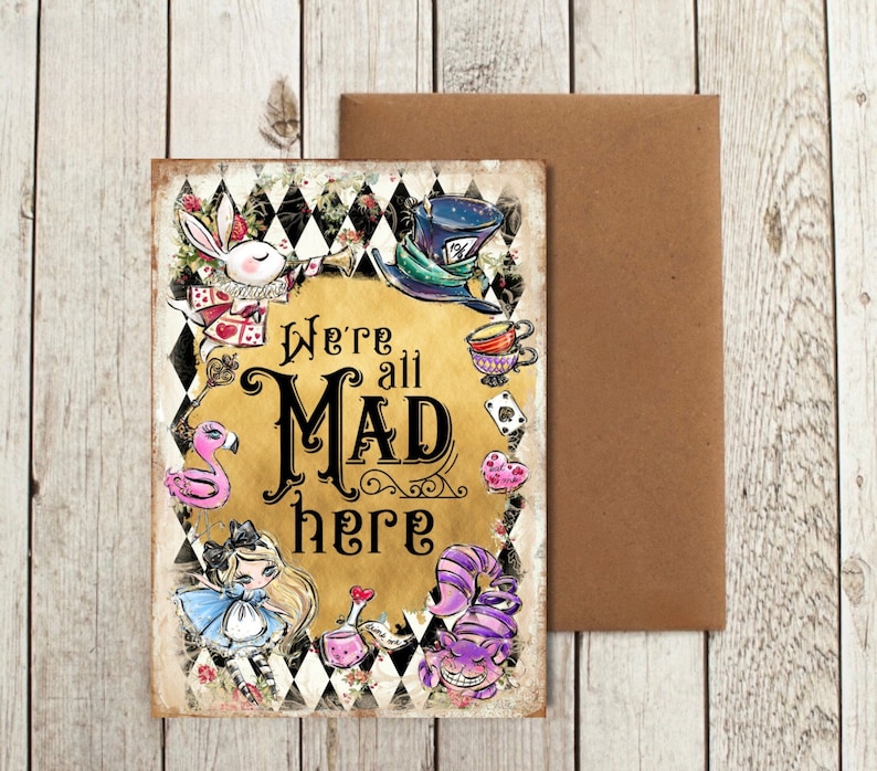 We’re All Mad Here Alice Greeting Card 3.5x5 - Handmade Cards With ...