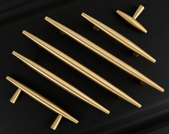 Modern Solid Brass Kitchen Cabinet Drawer Knobs/gold Furniture - Etsy