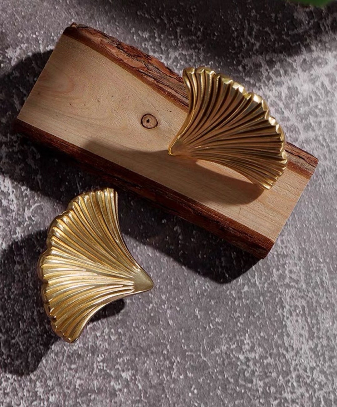 Solid Brass Ginkgo Handle Furniture Knob and Handle Drawer Cabinet Door Knobs Cupboard Wardrobe ...