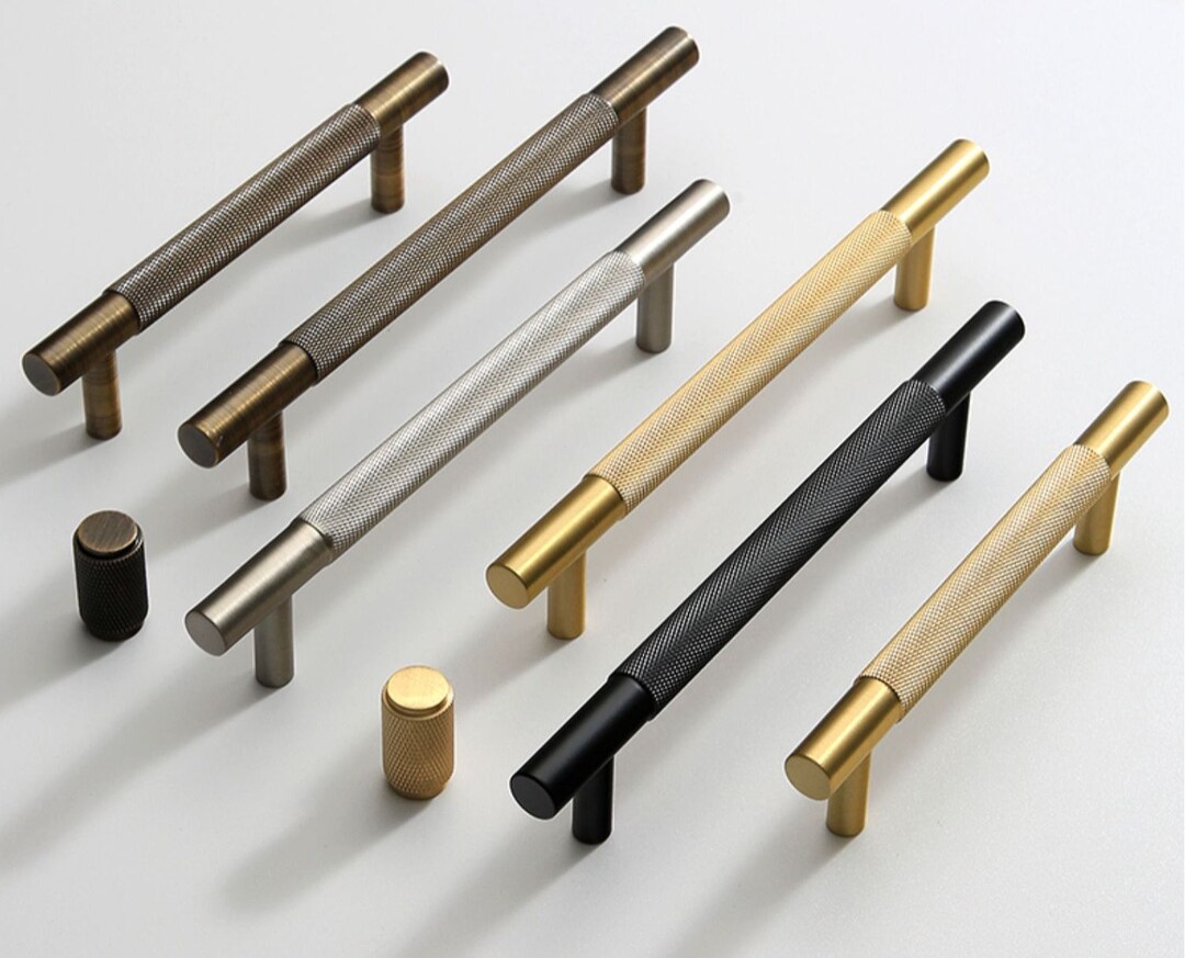 Solid Satin Brass Knurled Texture Drawer Pulls Nickel Drawer - Etsy UK