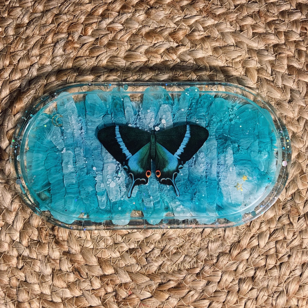 Butterfly Tray Resin Rolling Tray Trinket Dish Jewelry Dish Modern Art ...